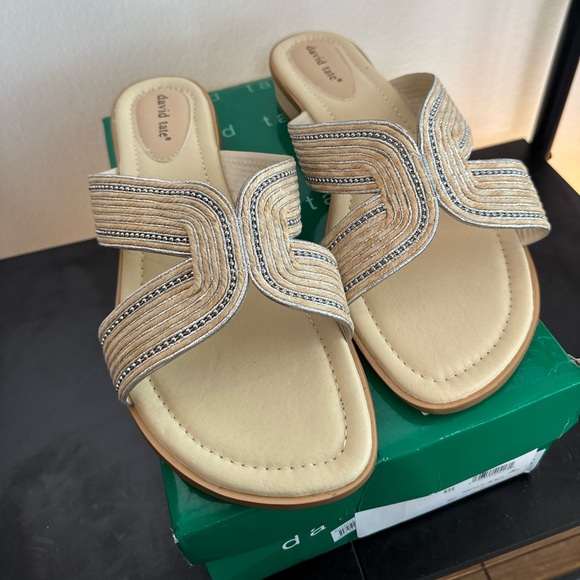 David Tate | Shoes | Gold Toe Womens Tan Slide Sandals | Poshmark